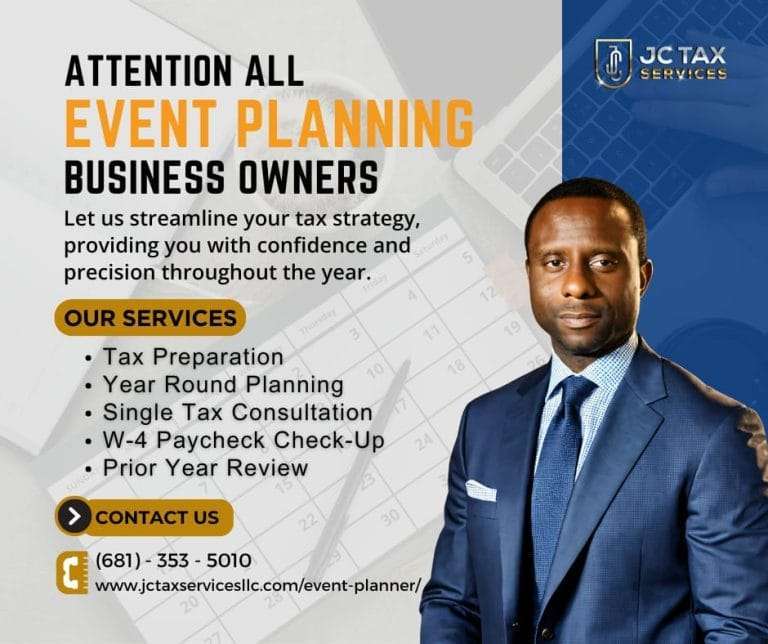 Event Planner Expert Tax Services Working for Your Business